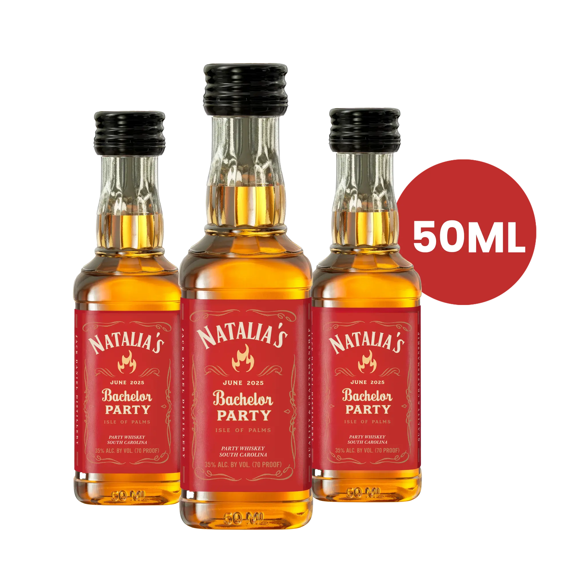 Custom Fire Cinnamon Red Whiskey Mini Bottle Labels – PopNCheer